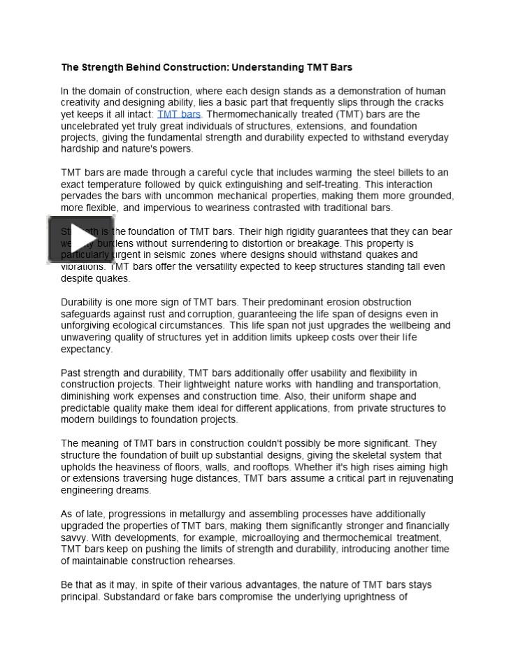 The Strength Behind Construction: Understanding TMT Bars presentation ...