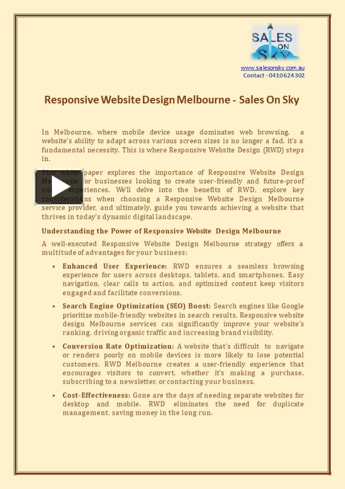 PPT – Responsive Website Design Melbourne - Sales On Sky PowerPoint ...