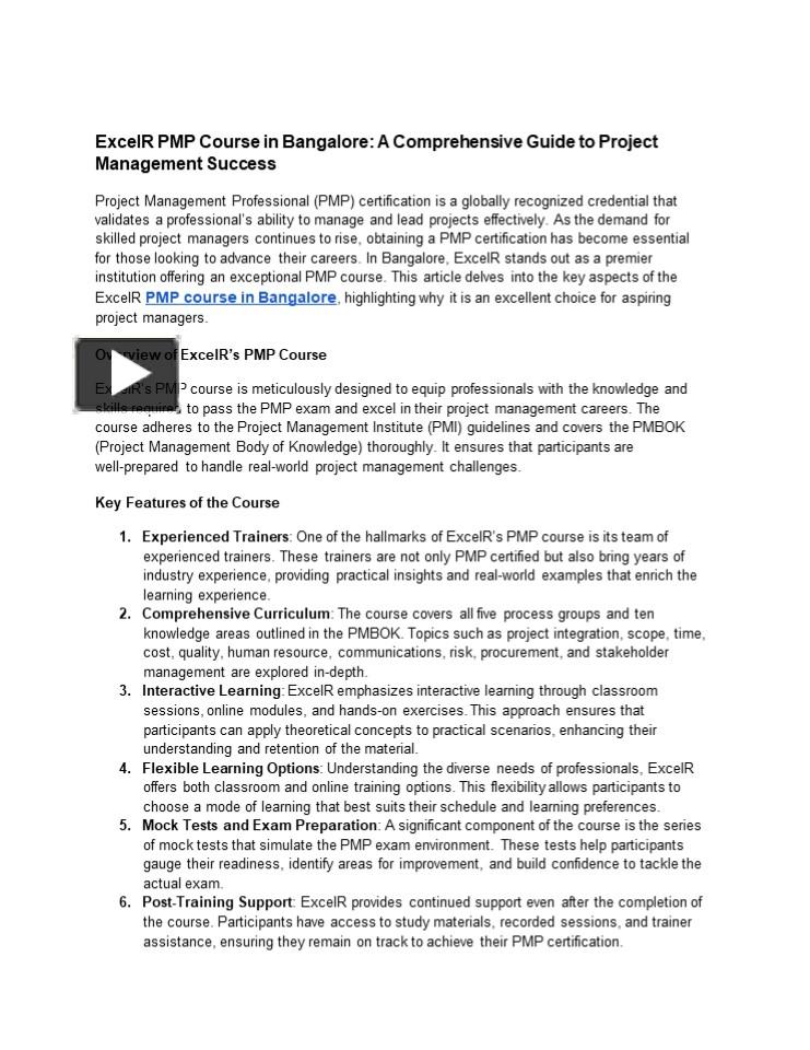 PPT – PMP Course in Bangalore PowerPoint presentation | free to ...