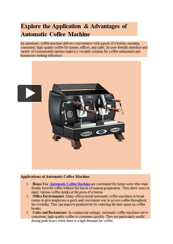 Explore the Application & Advantages of Automatic Coffee Machine ...