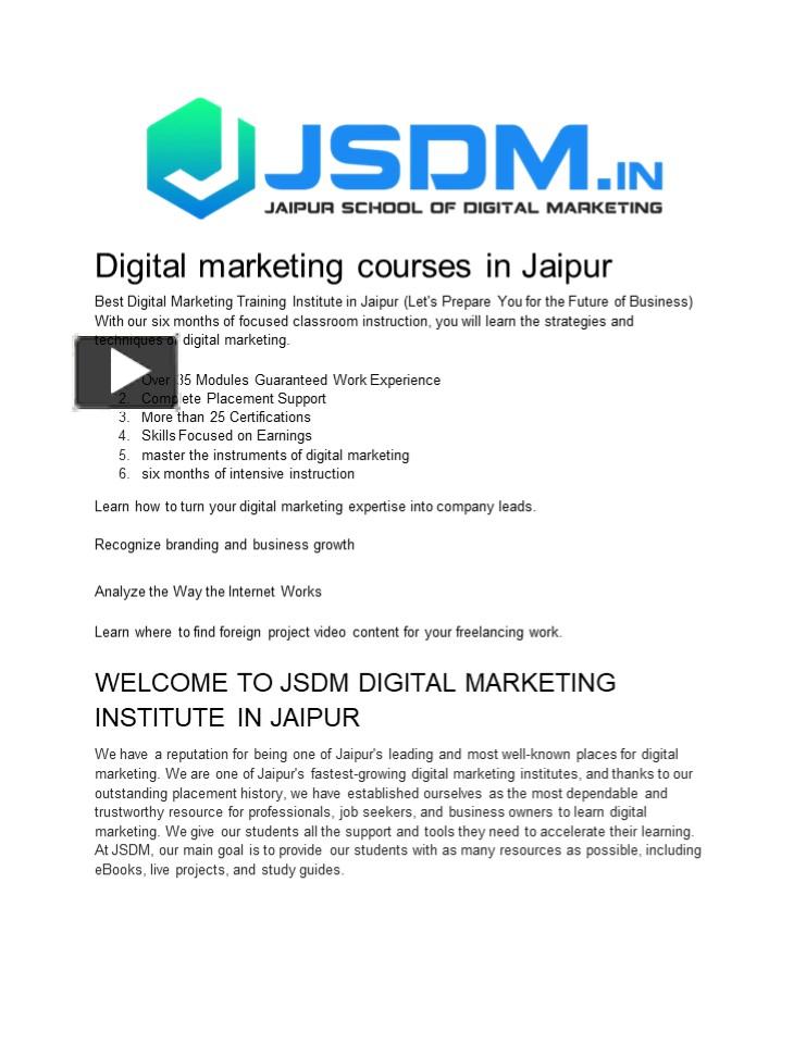 PPT – Digital marketing courses in Jaipur PowerPoint presentation ...