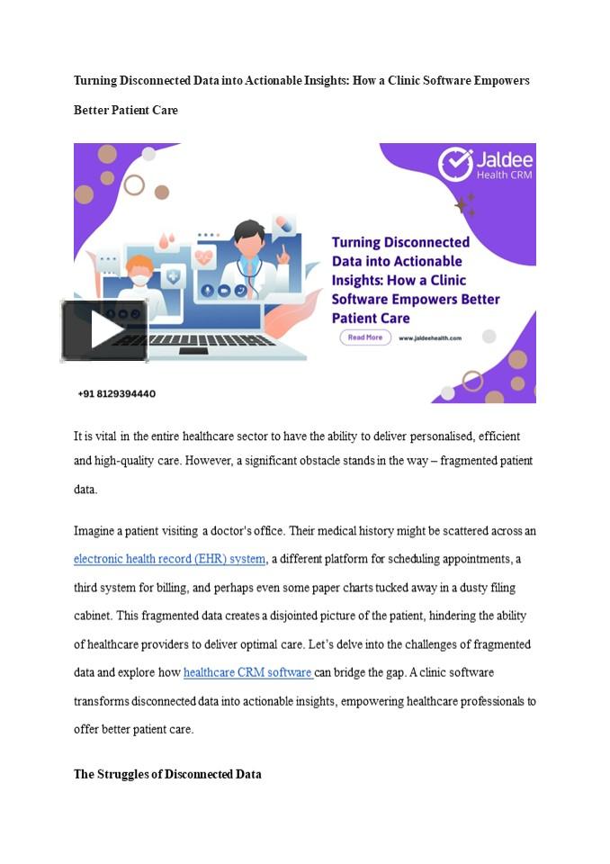 PPT – Turning Disconnected Data into Actionable Insights: How a Clinic ...