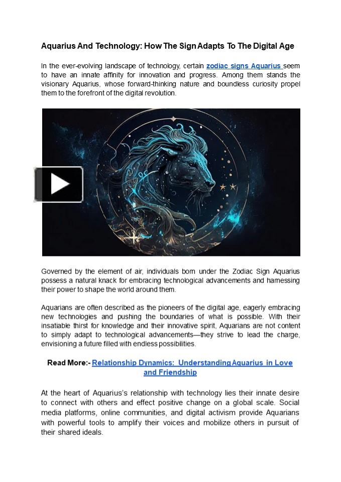 PPT – Aquarius And Technology How The Sign Adapts To The Digital Age ...