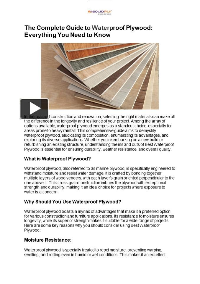 PPT – The Complete Guide to Waterproof Plywood: Everything You Need to ...