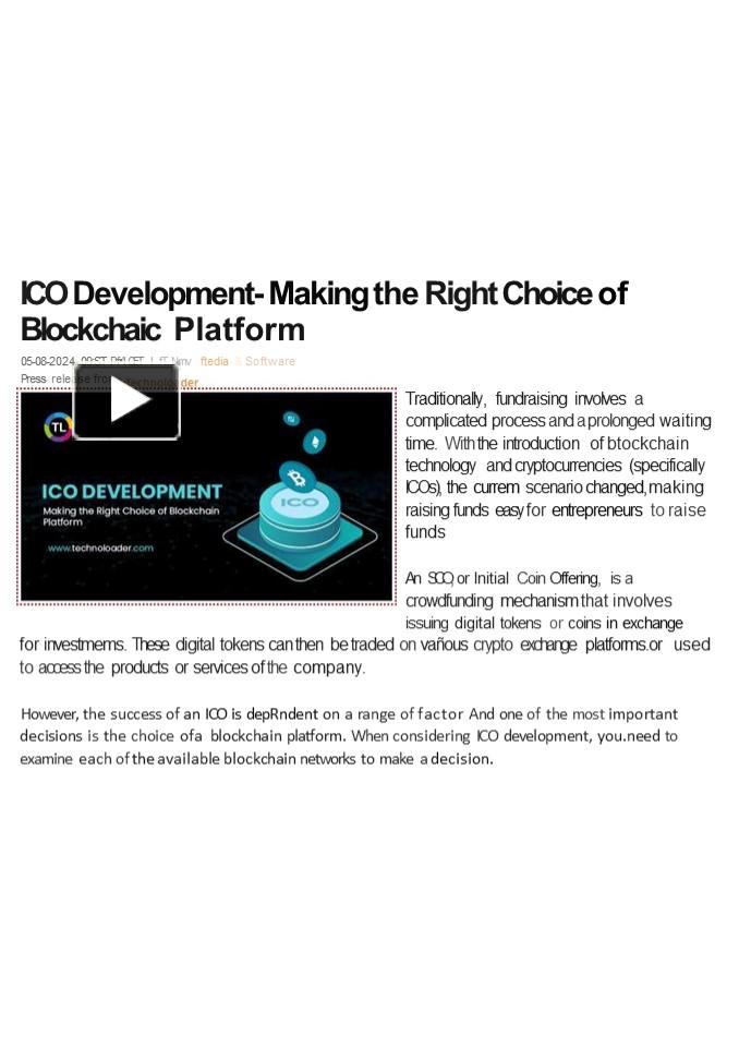 PPT – ICO Development- Making the Right Choice of Blockchain Platform ...
