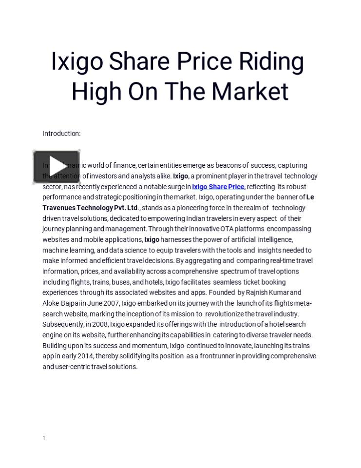 Get The Best Ixigo Share Price Only At Planify presentation | free to ...
