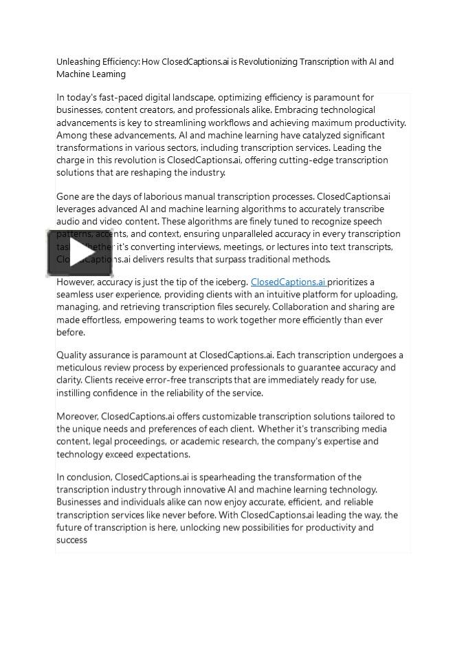 Unleashing Efficiency: How ClosedCaptions.ai is Revolutionizing ...