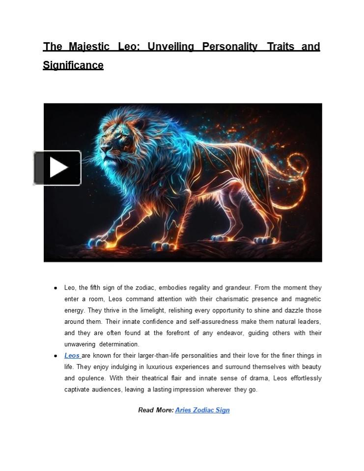 The Royal Majesty of Leo: Exploring Personality Traits and Significance ...