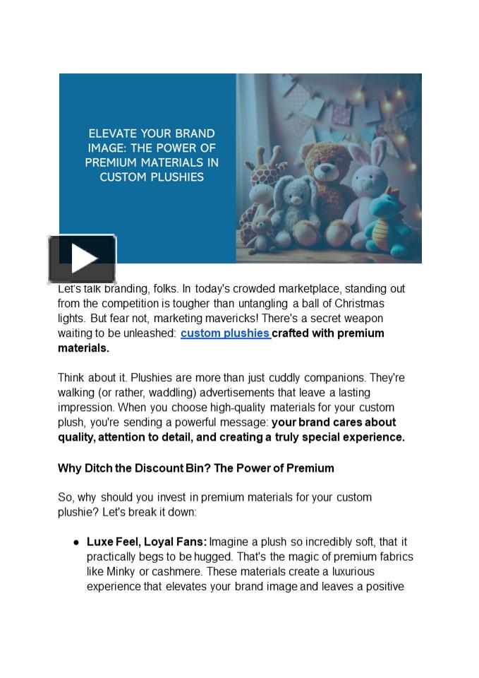 PPT – Cuddly Companions: Choosing the perfect materials and stuffing ...