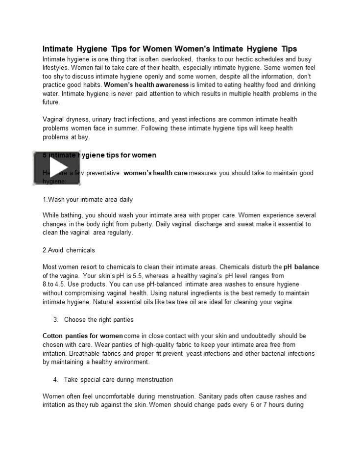 PPT – Women's Intimate Hygiene Tips PowerPoint presentation | free to ...