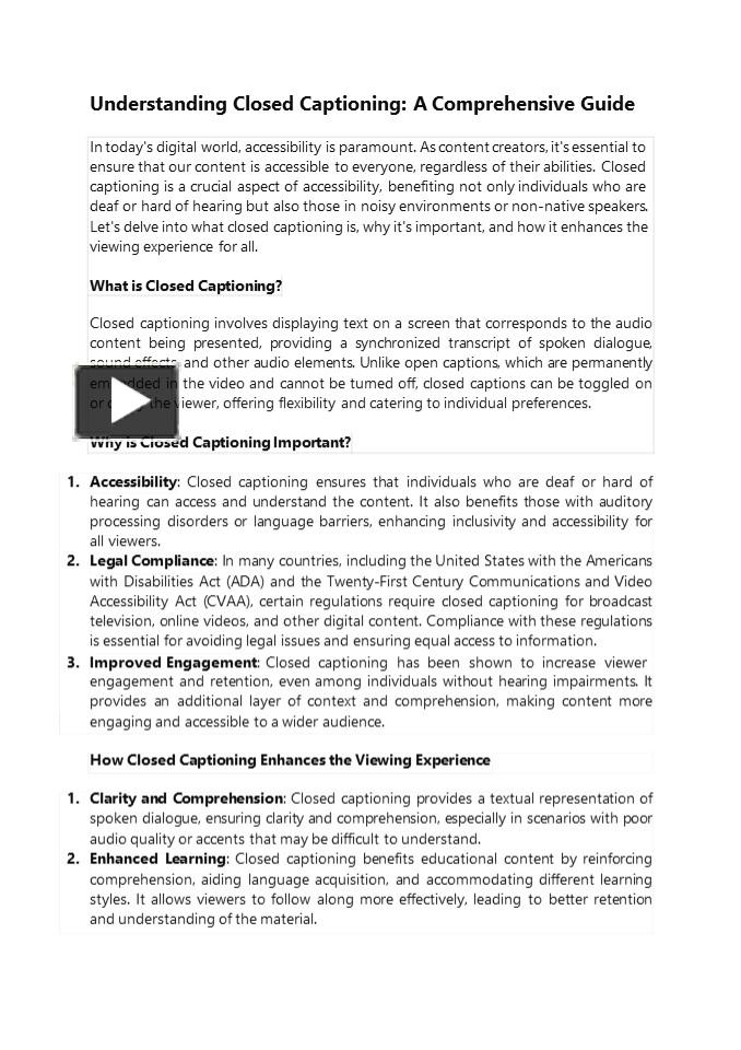 PPT – Understanding Closed Captioning: A Comprehensive Guide PowerPoint ...