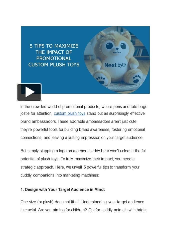 5 Tips to Maximize the Impact of Promotional Custom Plush Toys ...