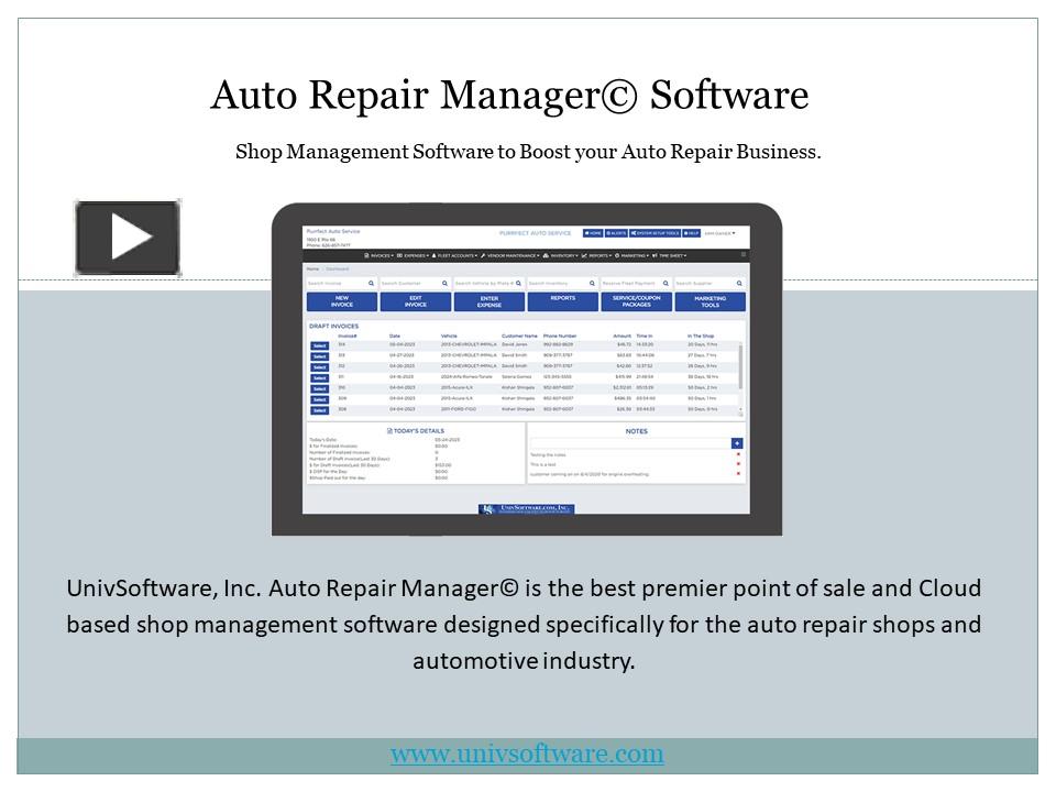 Auto Repair Shop Management Software presentation | free to download