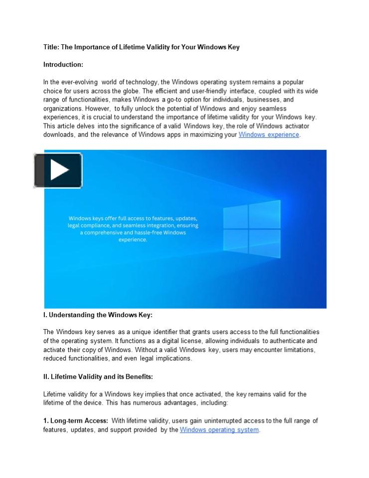 PPT – Importance of Lifetime Validity for Your Windows Key PowerPoint ...