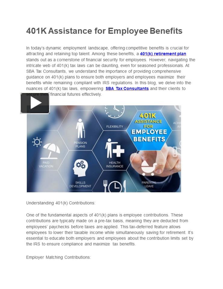 401K Assistance for Employee Benefits presentation | free to download