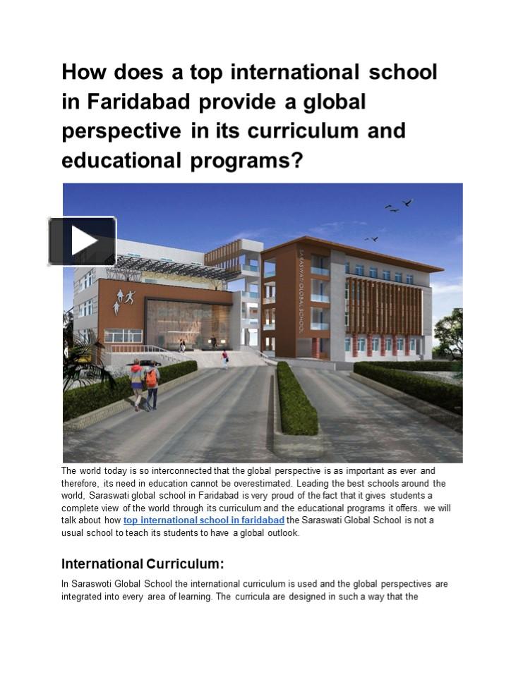 How does a top international school in Faridabad provide a global ...