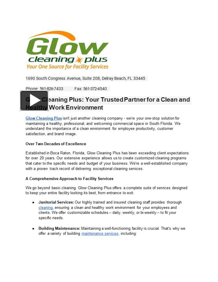 PPT – Glow Cleaning Plus: Your Trusted Partner for a Clean and Healthy ...