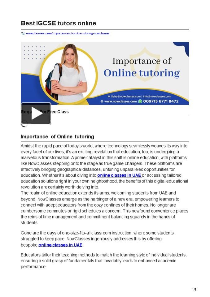 PPT – Importance of Online tutoring (1) PowerPoint presentation | free ...