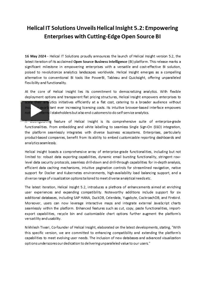 PPT – Helical IT Solutions Unveils Helical Insight 5.2: Empowering ...