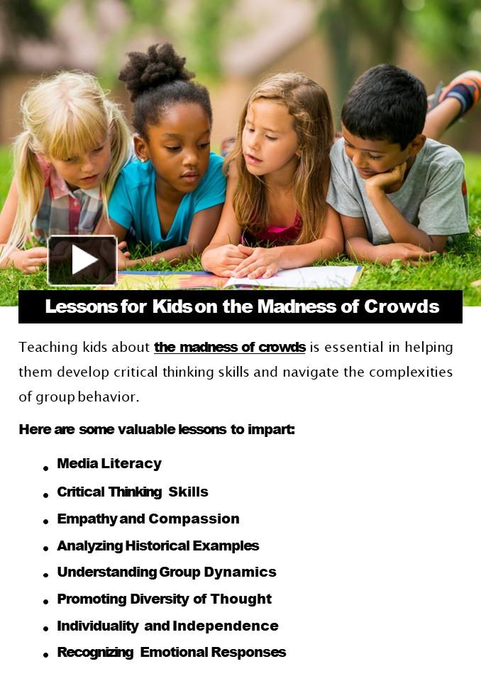 Lessons for Kids on the Madness of Crowds presentation | free to download