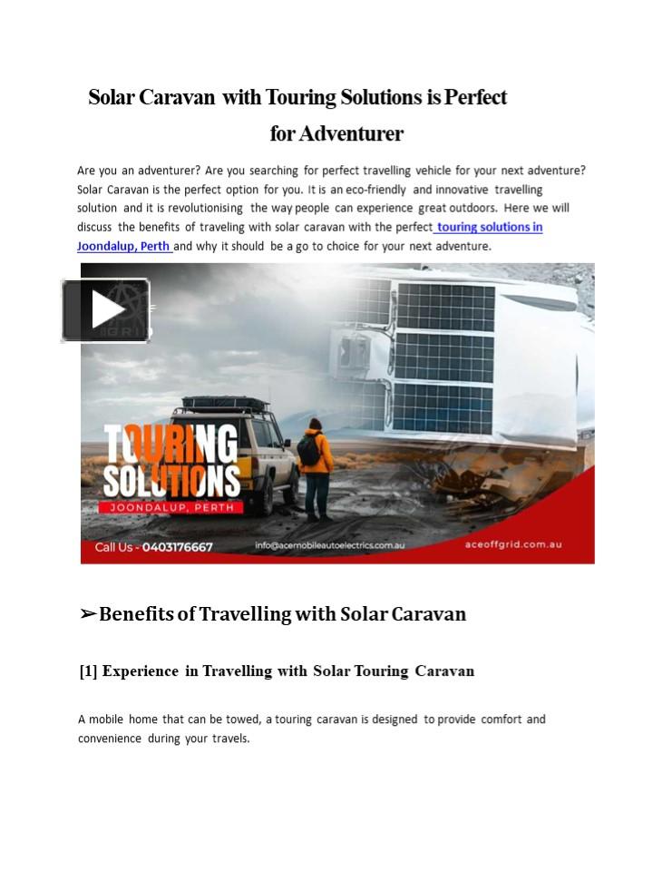 PPT – Solar Caravan with Touring Solutions is Perfect for Adventurer (1 ...