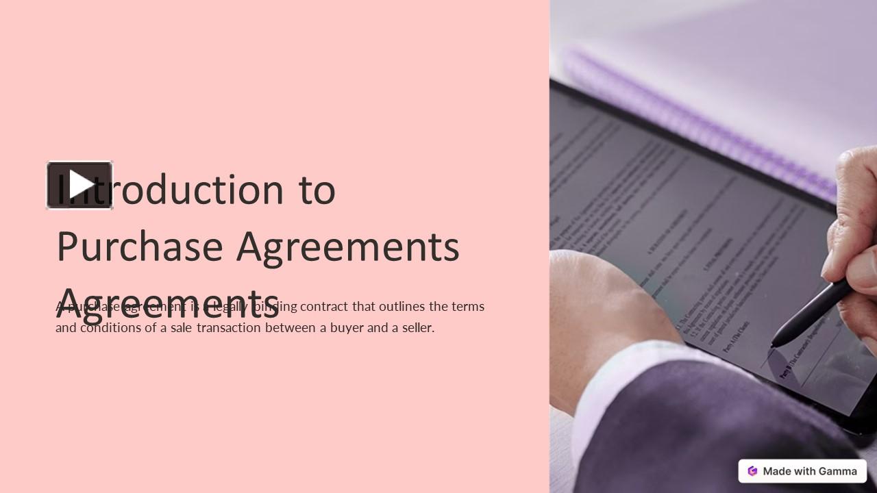 PPT – Introduction To Purchase Agreement (PPT) PowerPoint presentation ...