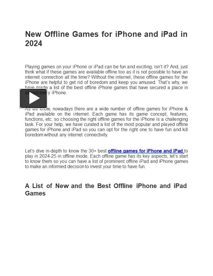 Offline Games For Iphone And Ipad To Play In 2024 Presentation Free
