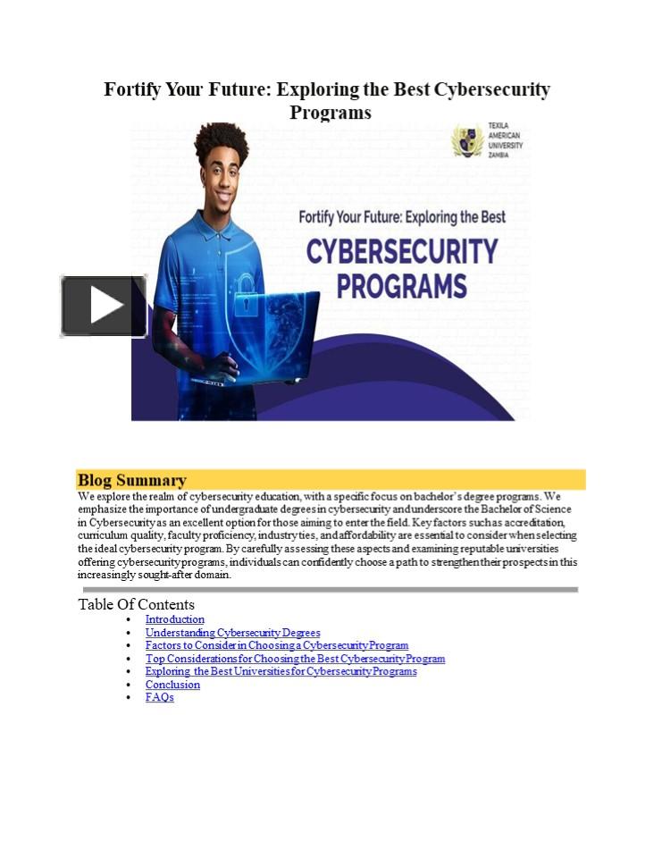 PPT – Explore Best Cybersecurity Programs | Fortify Your Future ...