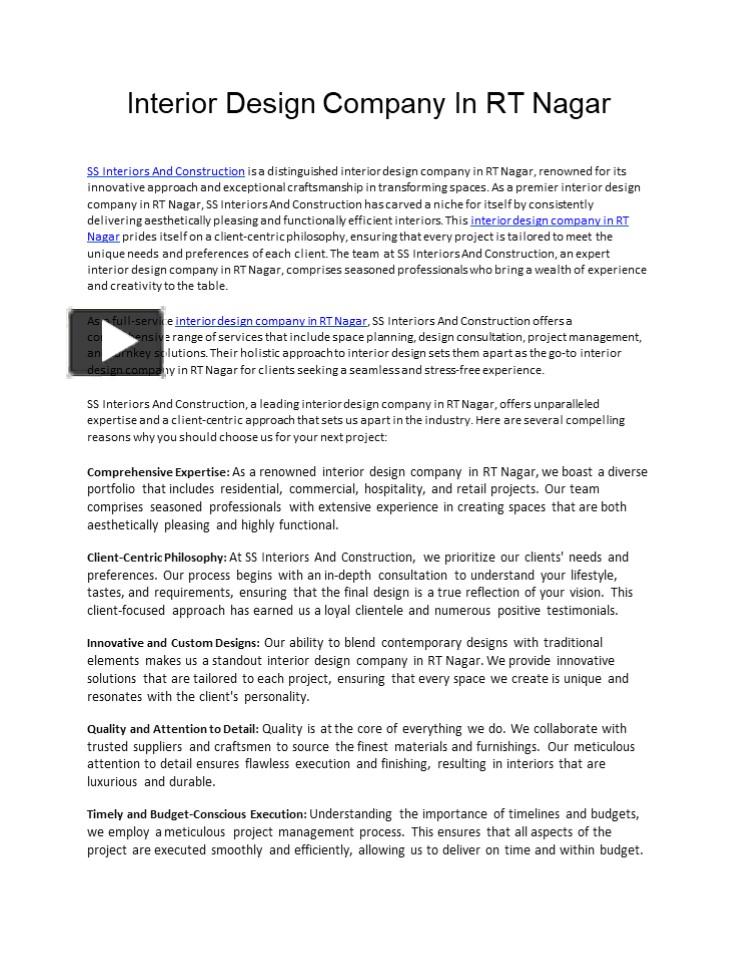 PPT – Interior Design Company in RT Nagar PowerPoint presentation ...