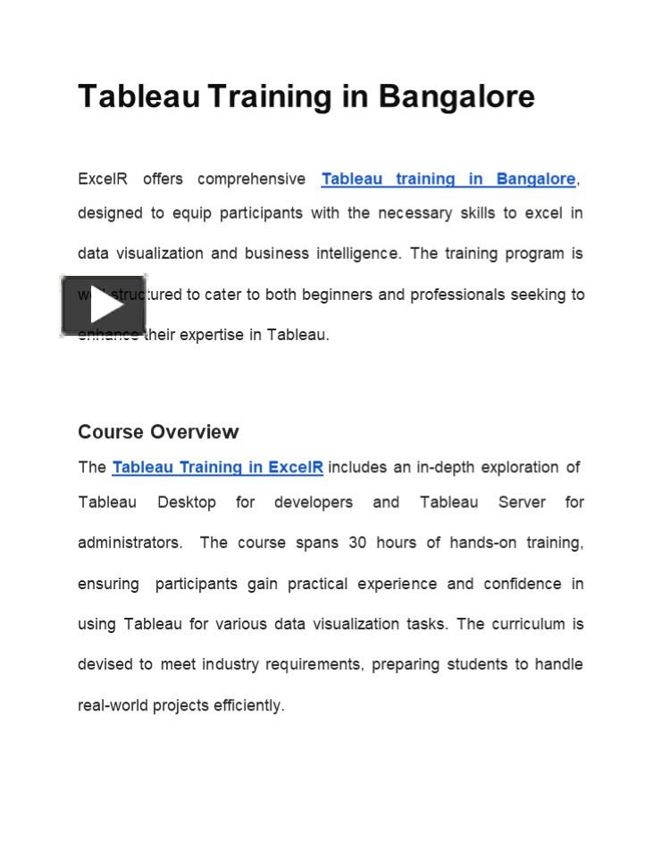PPT – Tableau Training in Bangalore (1) PowerPoint presentation | free ...