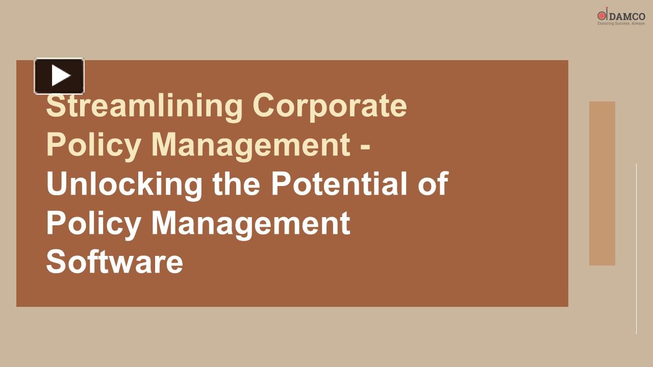 Streamlining Corporate Policy Management - Unlocking the Potential of ...