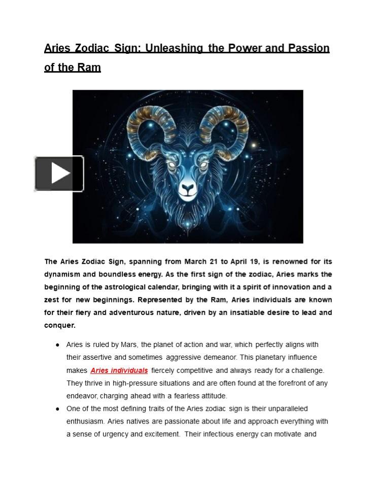 Unleashing the Power and Passion of the Aries Zodiac Sign presentation ...