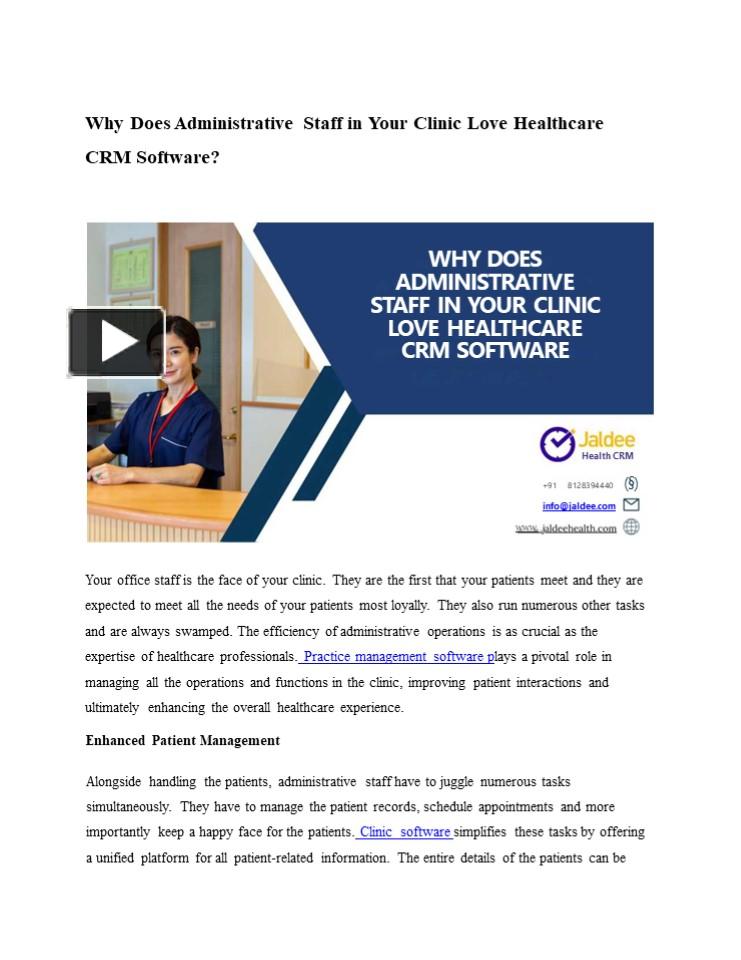PPT – Why Does Administrative Staff in Your Clinic Love Healthcare CRM ...