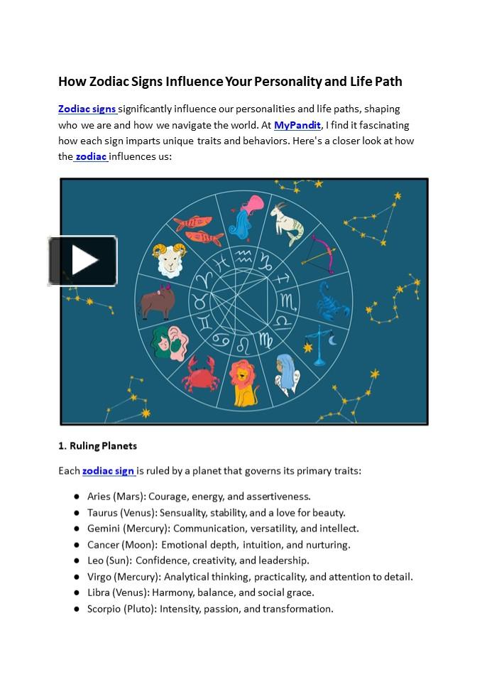 How Zodiac Signs Influence Your Personality and Life Path presentation ...