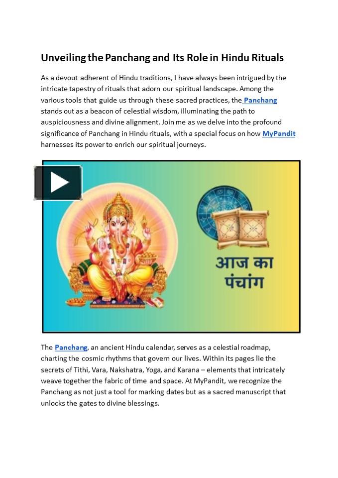 PPT – Unveiling the Panchang and Its Role in Hindu Rituals PowerPoint ...