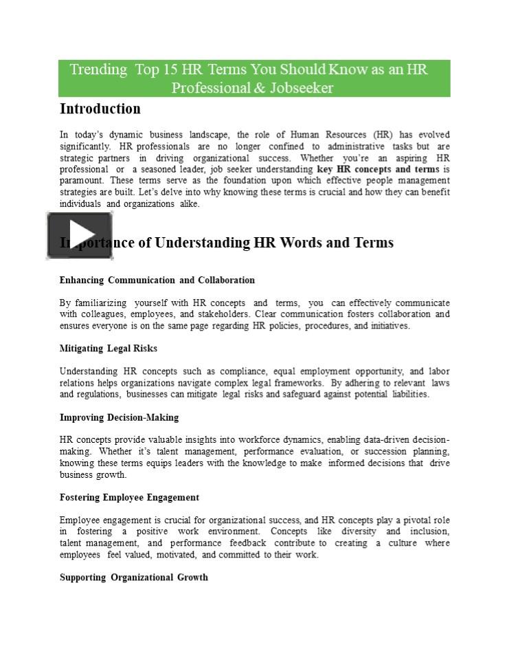 PPT – Top 15 HR Terms Your should Know PowerPoint presentation | free ...