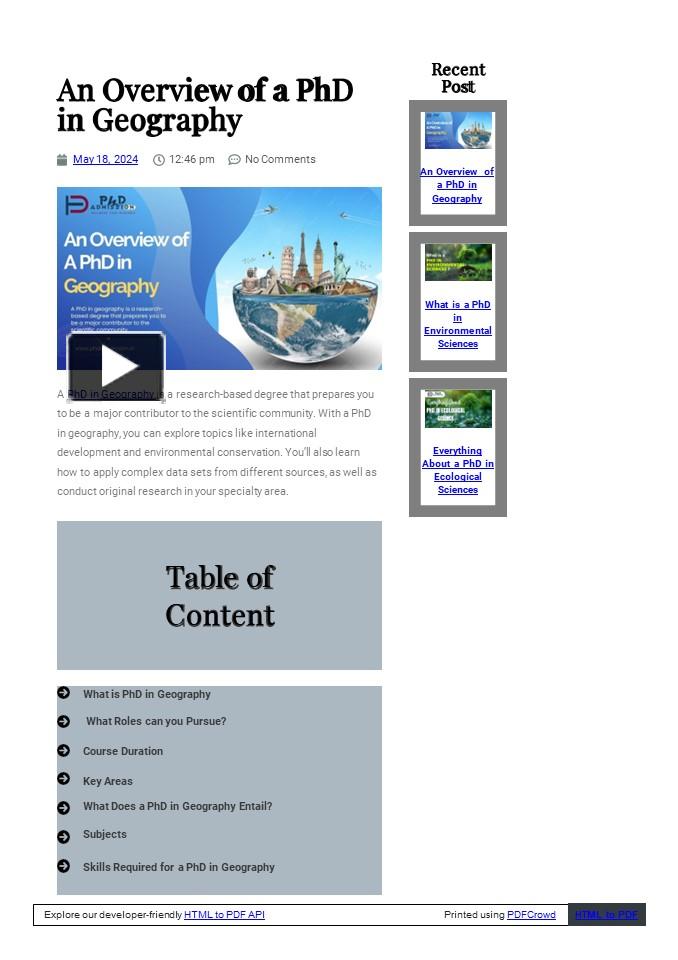 PPT – An Overview of a PhD in Geography PowerPoint presentation | free ...