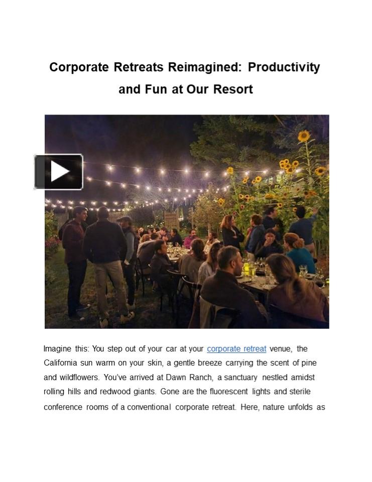 Corporate Retreats Reimagined: Productivity and Fun at Our Resort ...