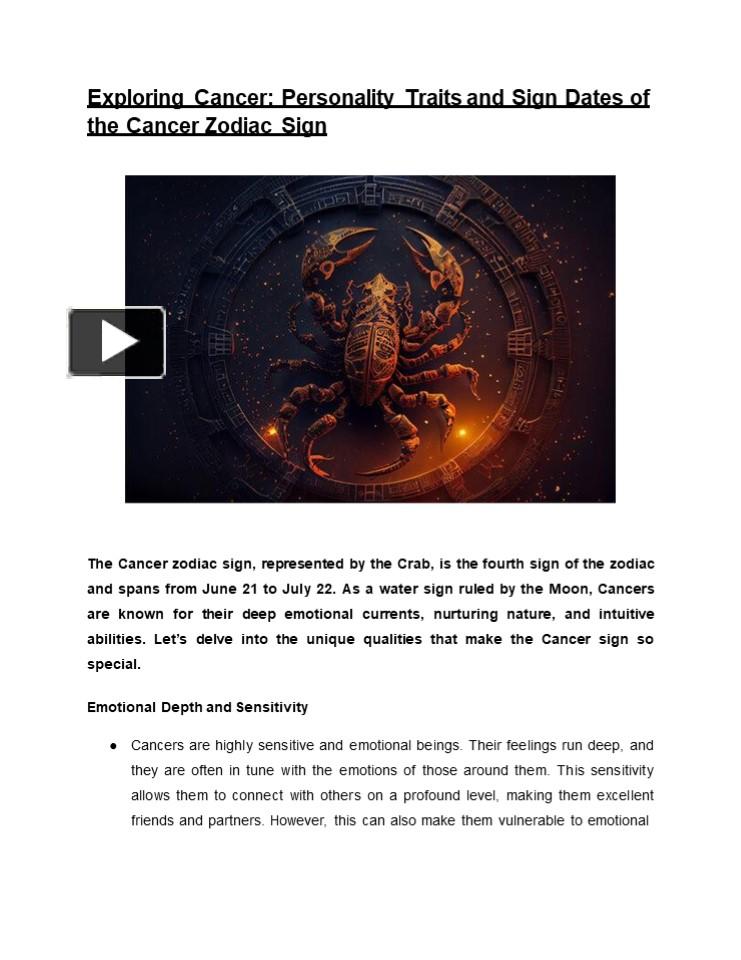 PPT – Discovering Cancer: Unveiling the Personality Traits and Sign ...