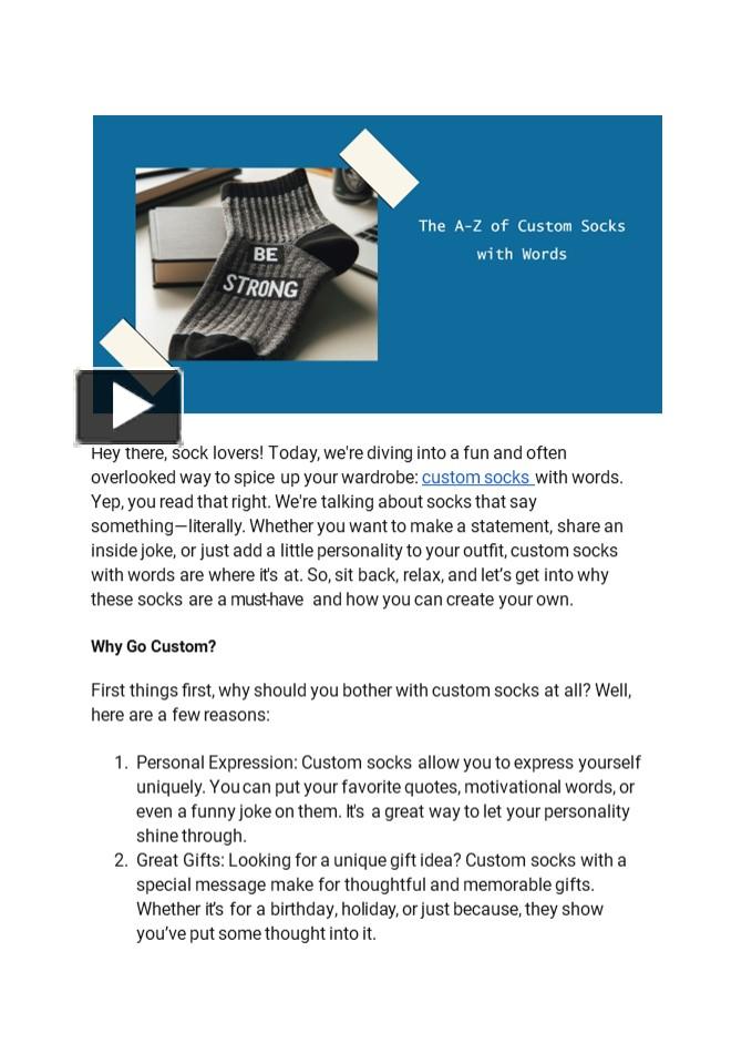 PPT – The A-Z of Custom Socks with Words PowerPoint presentation | free ...