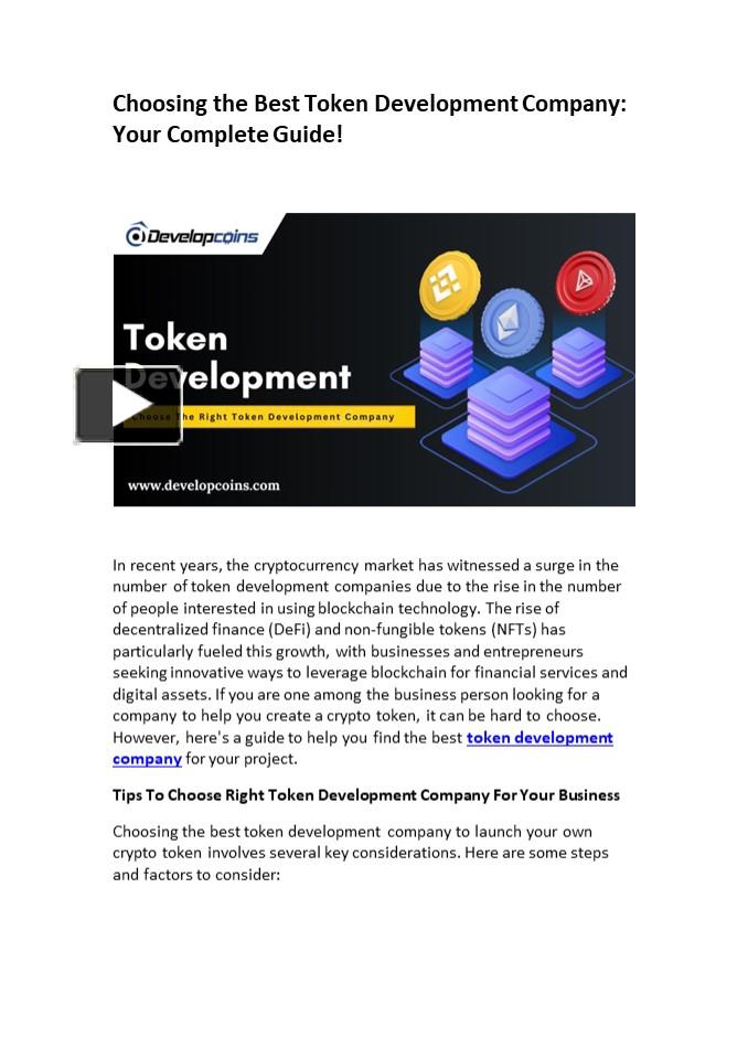 PPT – Choosing the Best Token Development Company: Your Complete Guide ...