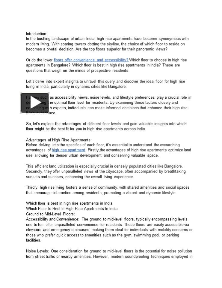 PPT – Which Floor is Best in High Rise Apartments in India? Expert ...