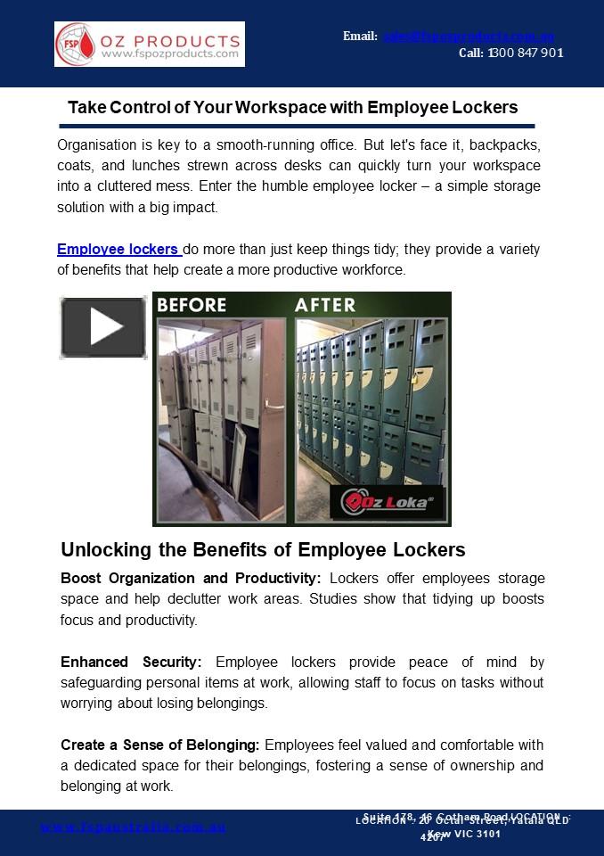 PPT – Take Control of Your Workspace with Employee Lockers PowerPoint ...