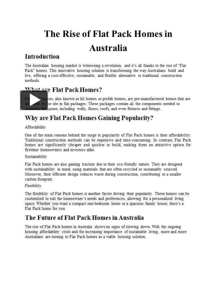 PPT – The Rise of Flat Pack Homes in Australia PowerPoint presentation ...