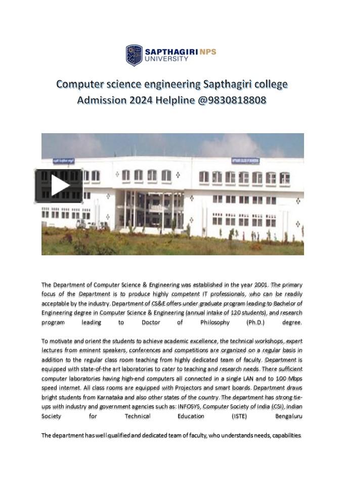 PPT – Computer science engineering Sapthagiri college Admission 2024 ...