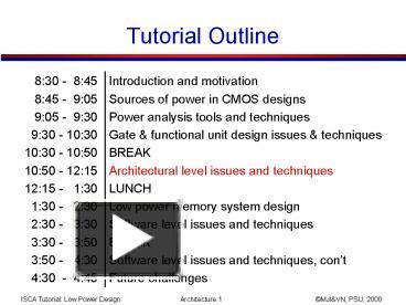 Tutorial Outline presentation | free to view