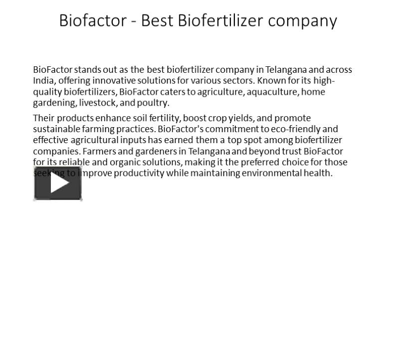 PPT – Biofactor- top Biofertilizer Company PowerPoint presentation ...