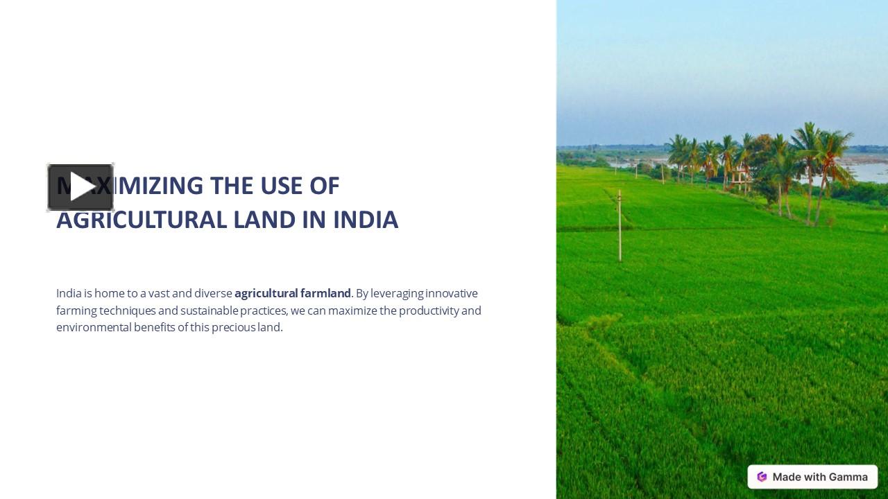 PPT – Strategic Utilization of Agricultural Land Resources in India ...