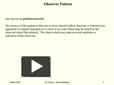 Observer Pattern presentation | free to view