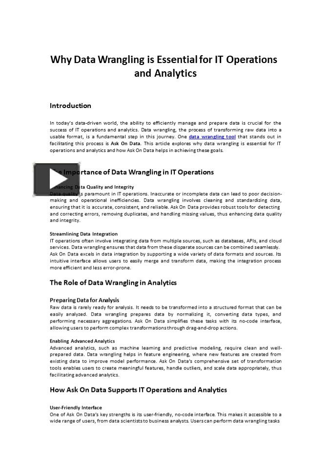PPT – Why Data Wrangling is Essential for IT Operations and Analytics ...